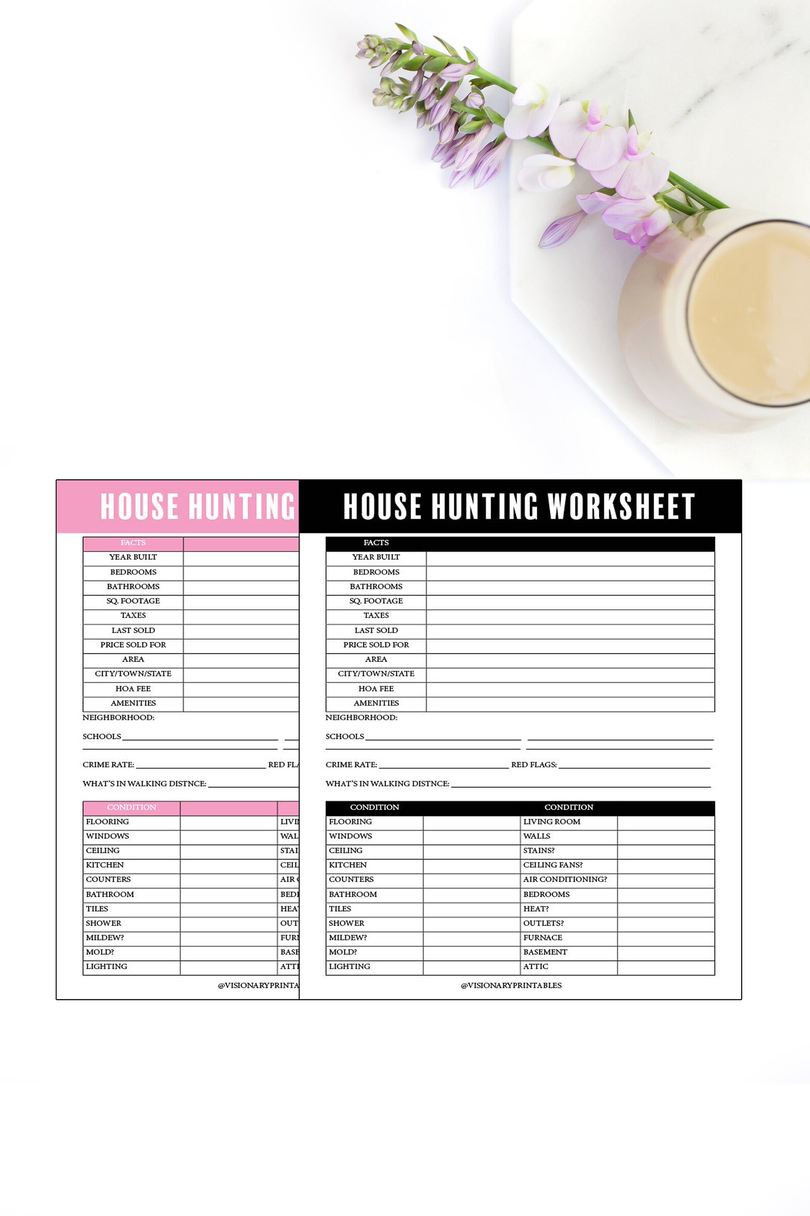 House Hunting Worksheet// Dream Home Worksheet// Home Hunting Sheet ...