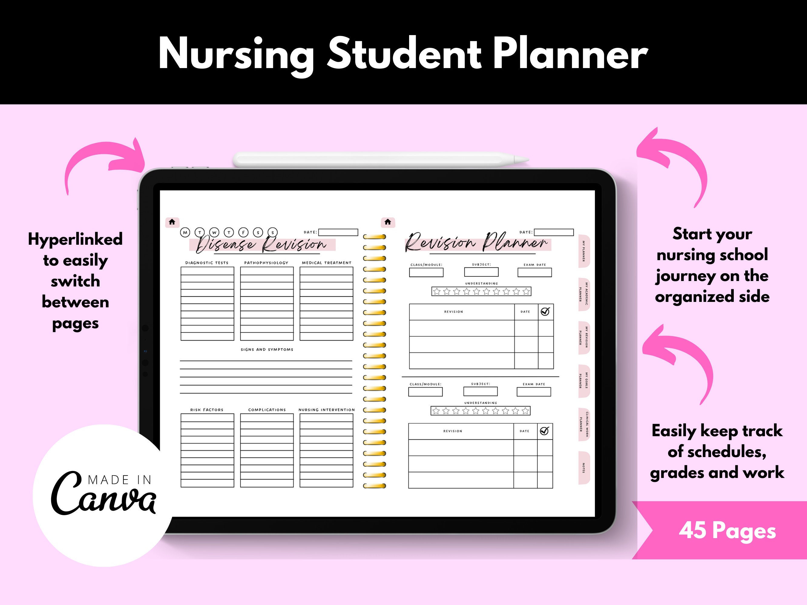 Ultimate Nursing Student Digital Planner: Comprehensive Study, Clinical ...