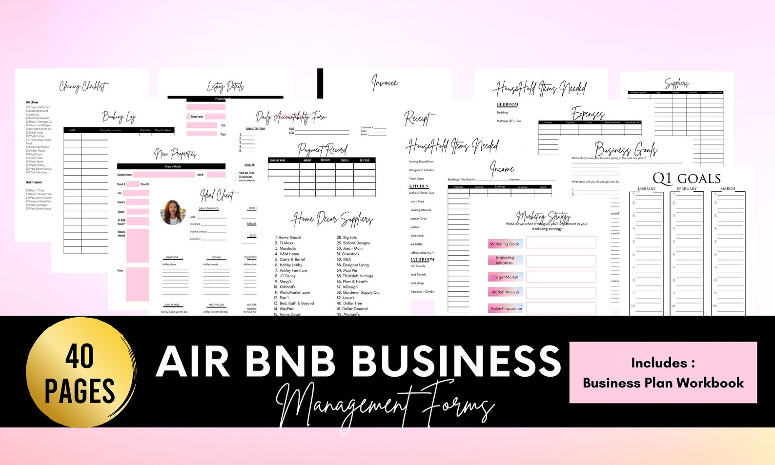 Air BNB Business Kit// Air BNB Business Startup Forms// Business Forms ...