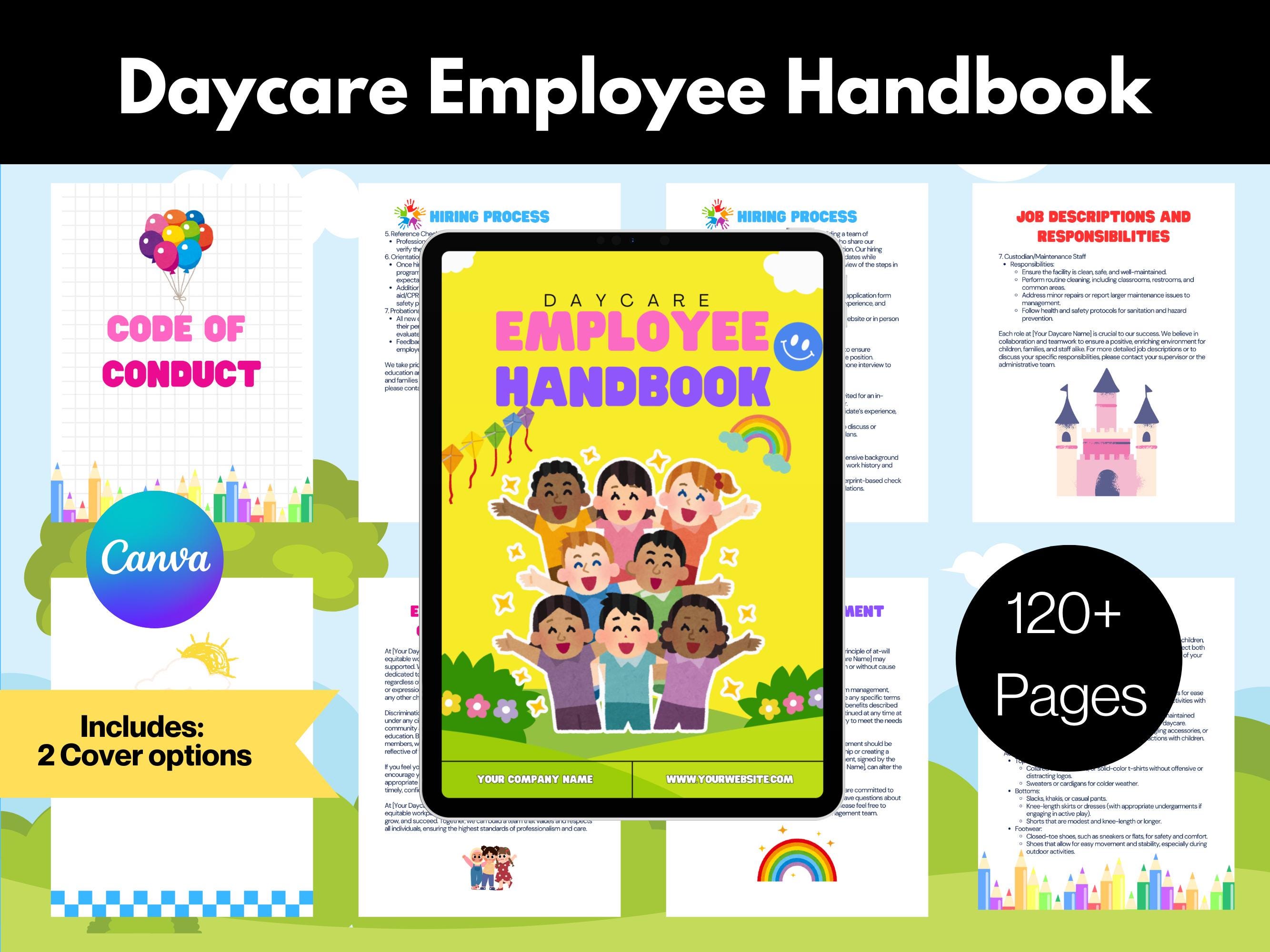 Editable Daycare Employee Handbook Template: Childcare Policies (canva ...