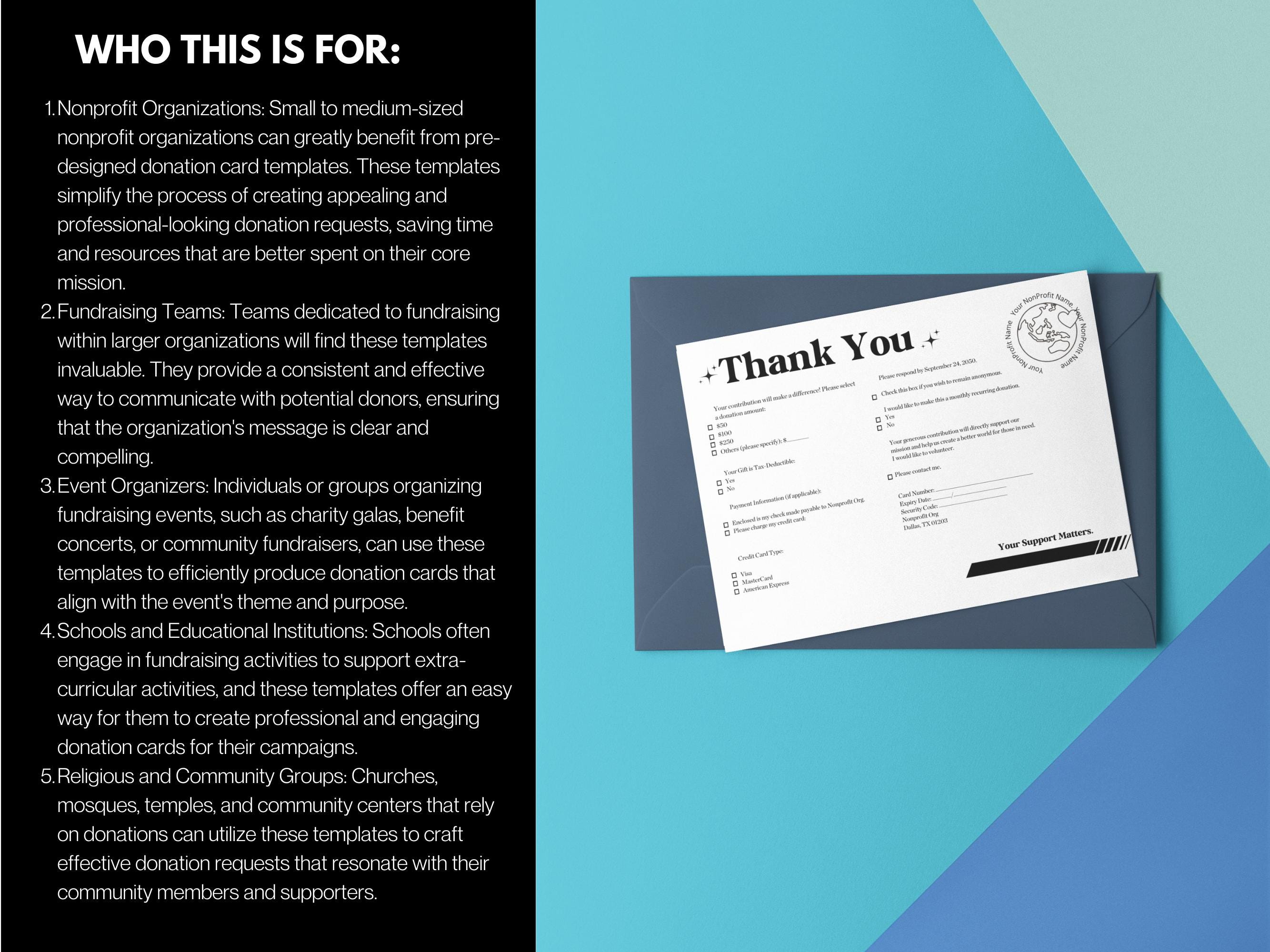 Nonprofit Donation Reply Card Template: Editable Canva Design ...