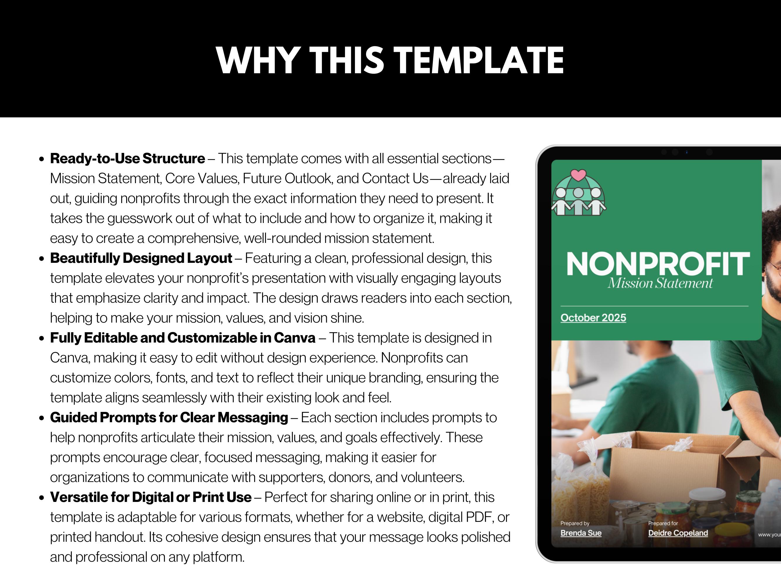 Nonprofit Mission Statement Template | Editable Canva Template for ...