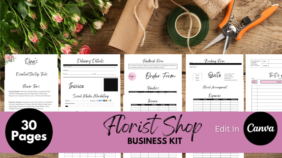 Florist Business Kit// Florist Business Forms// Florist Shop Forms ...