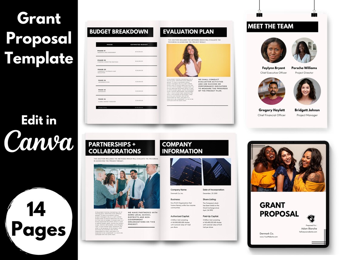 Non Profit Grant Proposal Template Grant Template Grant - Etsy