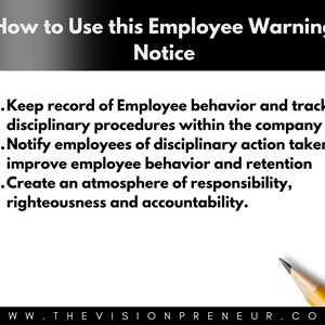 Employee Warning Notice: HR Disciplinary Form (digital) - Etsy