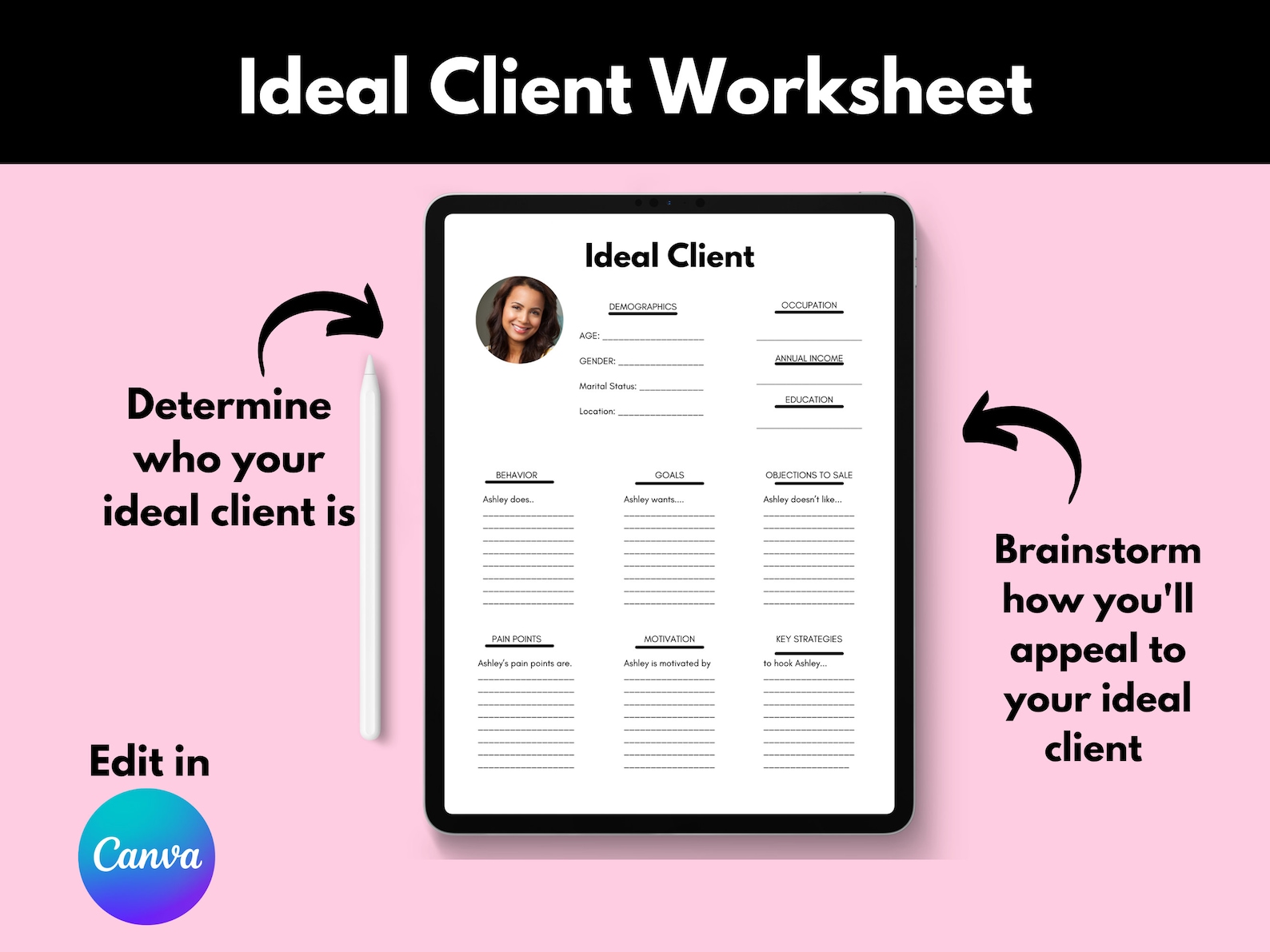 Ideal Client Worksheet, Business Planning, Attracting Clients, Finding ...