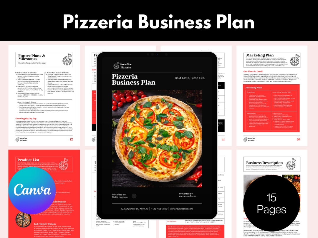 Pizzeria Business Plan Template: Editable Pizza Shop Startup (canva ...
