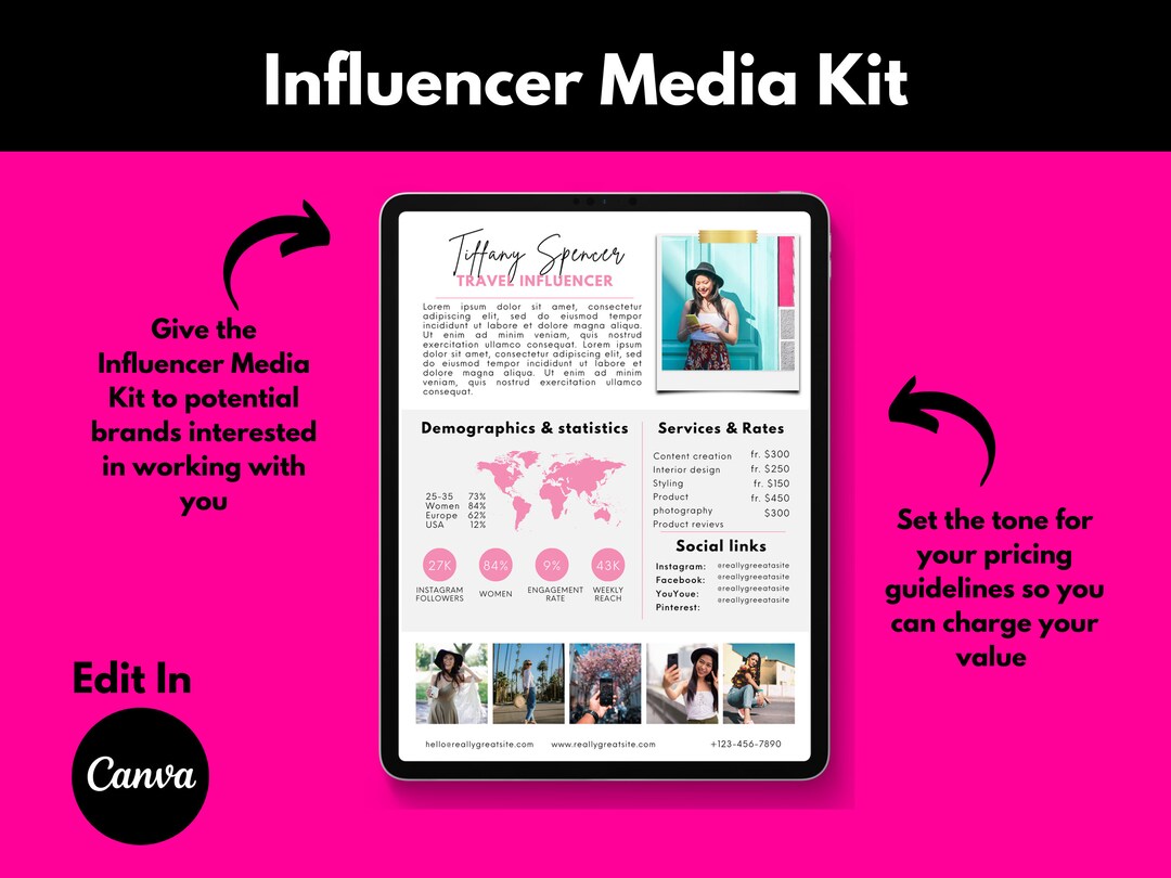 Editable Influencer Media Kit Template (digital) - Etsy