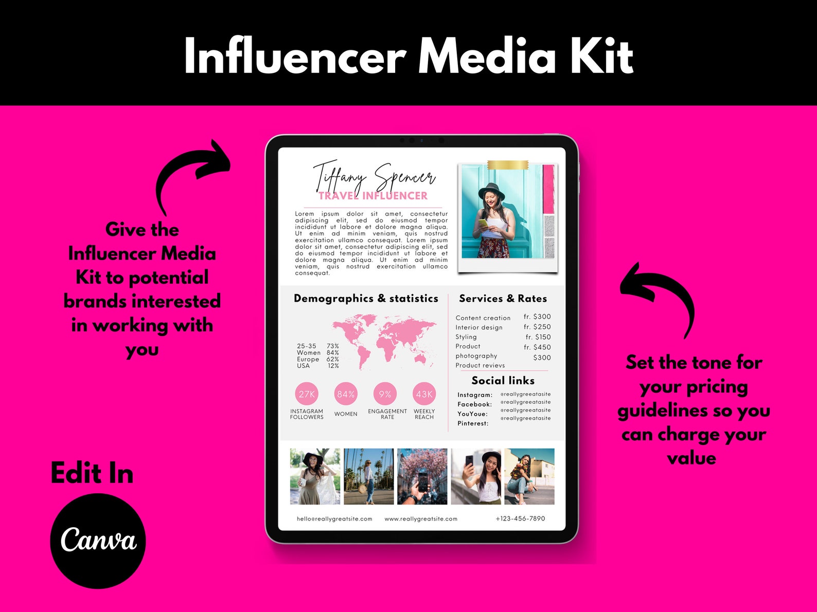 Influencer Media Kit, Social Media Blogger Influencer Media Kit ...