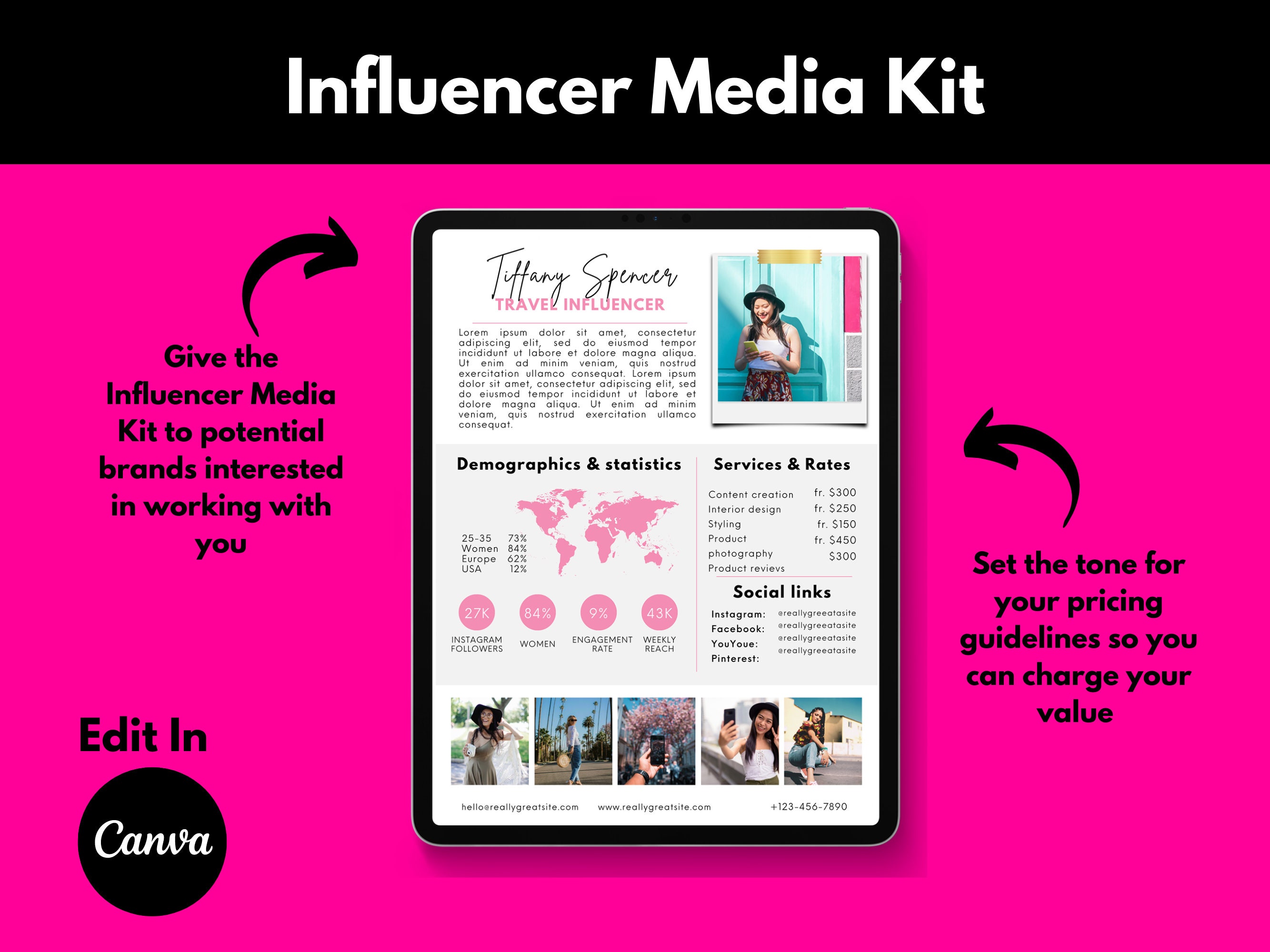 Influencer Media Kit, Social Media Blogger Influencer Media Kit ...