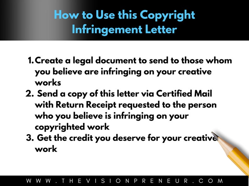 Copyright Infringement Letter, Cease and Desist, Intellectual Property ...