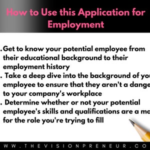 Small Business Employment Application Template: Printable PDF Form (8 ...