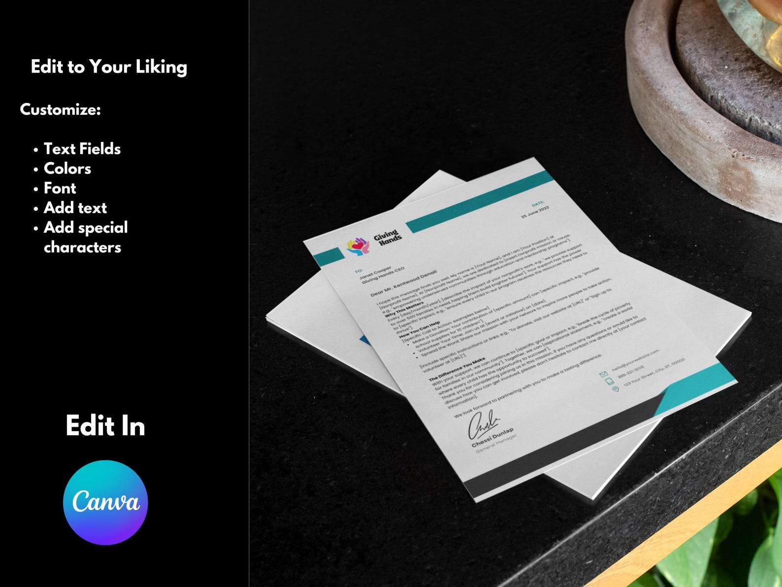Nonprofit Letterhead Template | Charity Letterhead Design | Editable ...