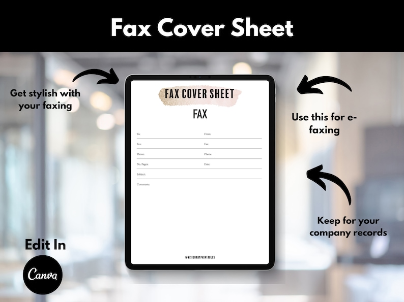 Elegant Feminine Fax Cover Sheet: Printable Canva Template (instant ...