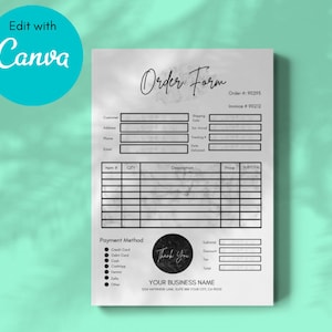 Marble Order Form// Client Order Form// Editable Order Form// Printable ...