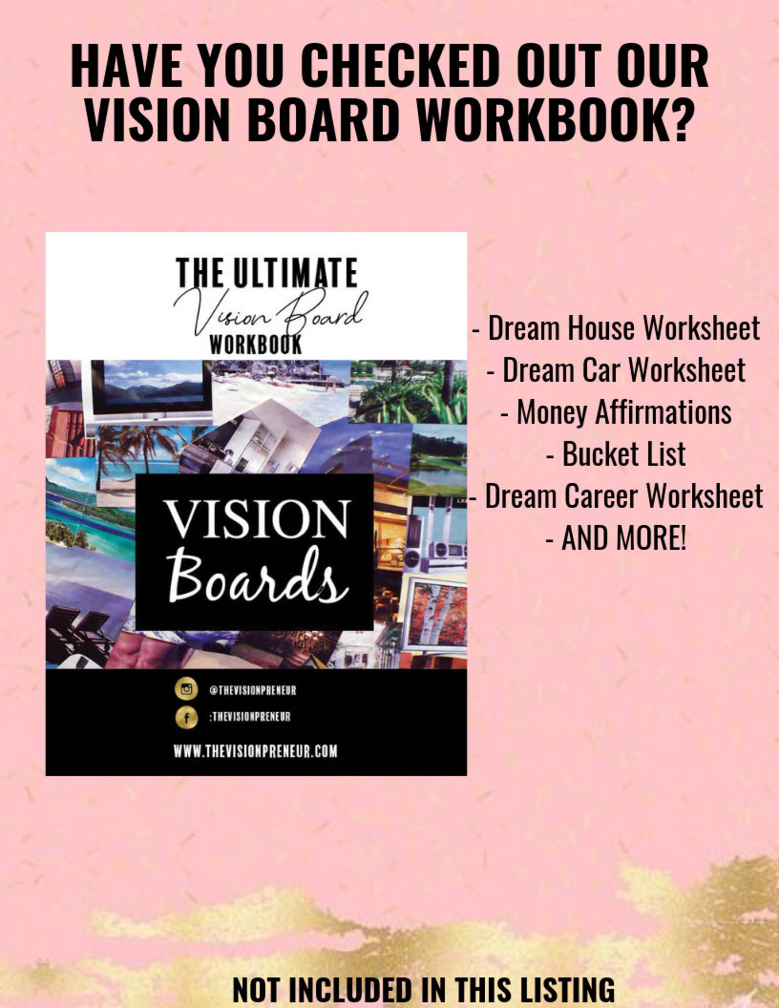 Vision Board Worksheet// Vision Board Checklist// Law of | Etsy