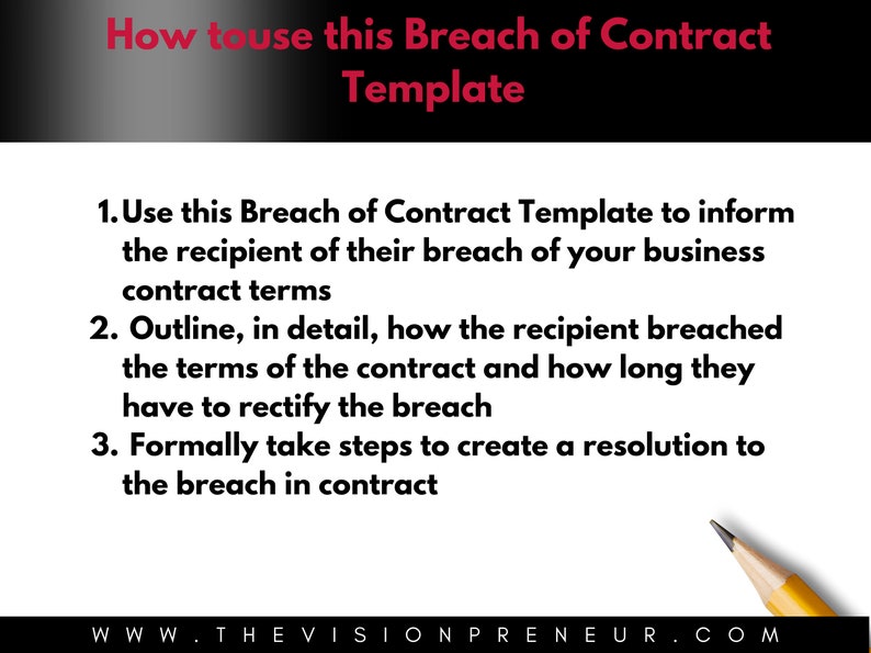 Breach of Contract Template, Printable Breach of Contract, Business ...