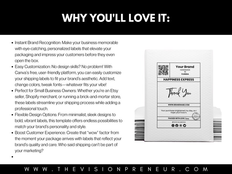 Customizable Shipping Label Template – Editable Canva Packaging Label ...