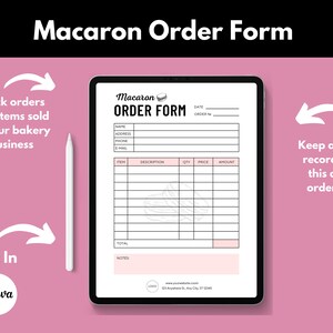 Macaron Order Form// Home Bakery Forms// Bakery Forms// Bakery Business ...
