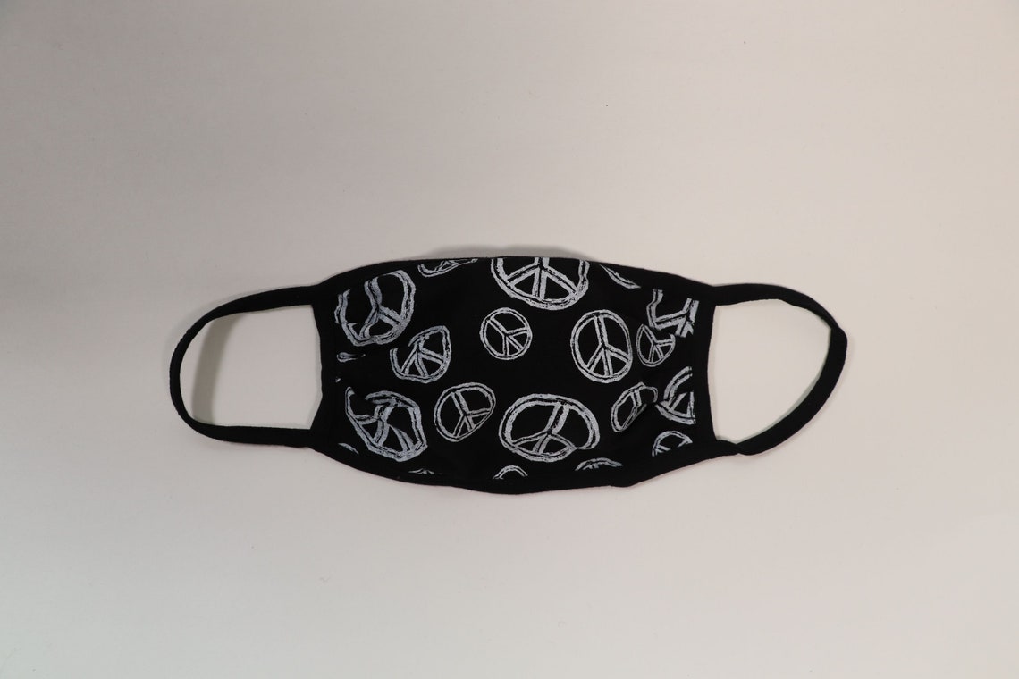 Face Mask Peace Signs black Cotton Mask Reusable Face | Etsy