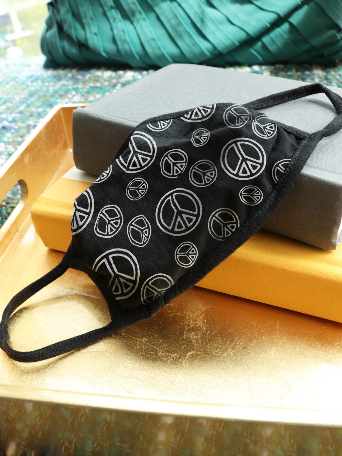 Face Mask Peace Signs black Cotton Mask Reusable Face | Etsy