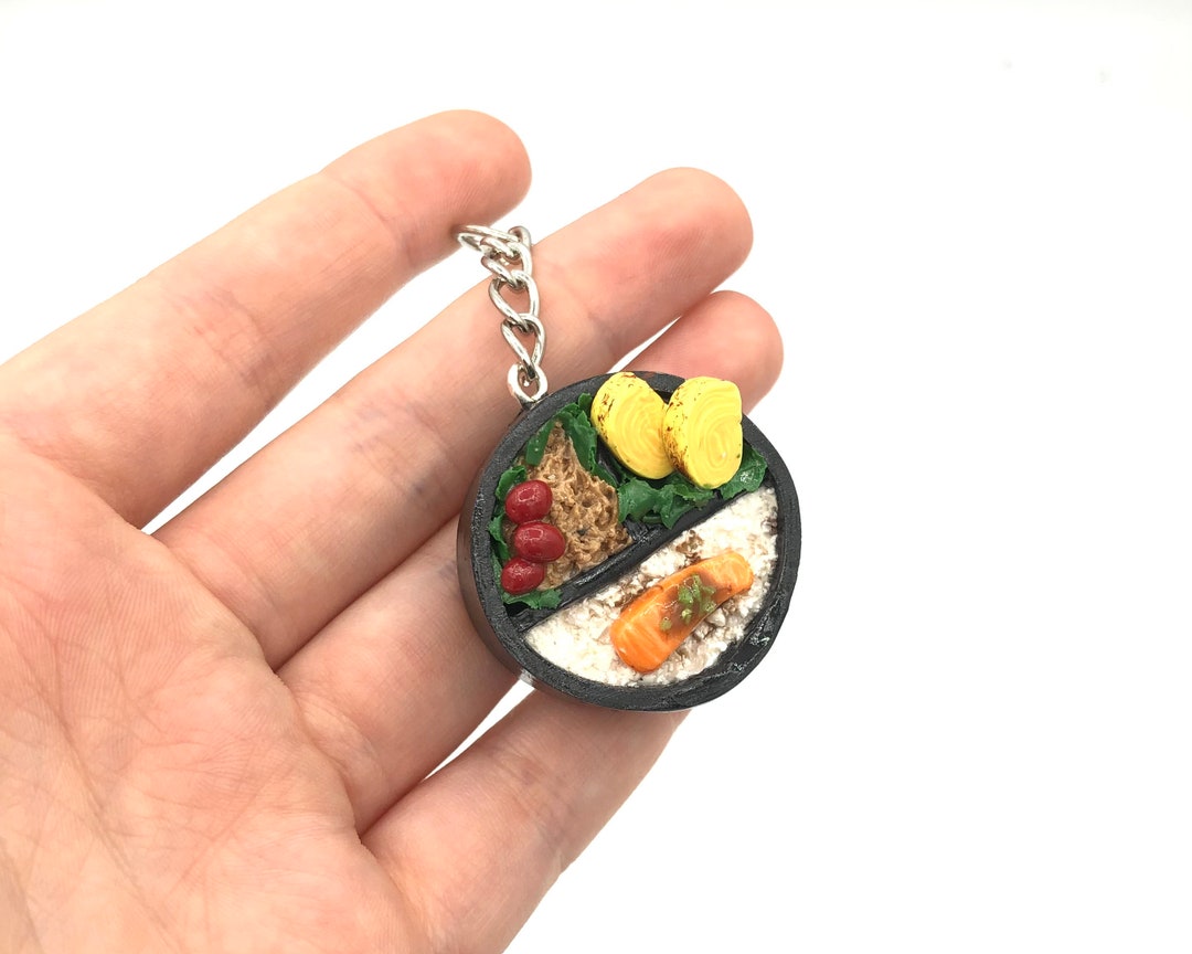Miniature Salmon and Rice Bento Box Polymer Clay Keychain - Etsy