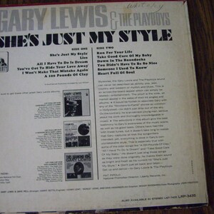 Gary Lewis & the Playboys - She's Just My Style Vinyl - Etsy