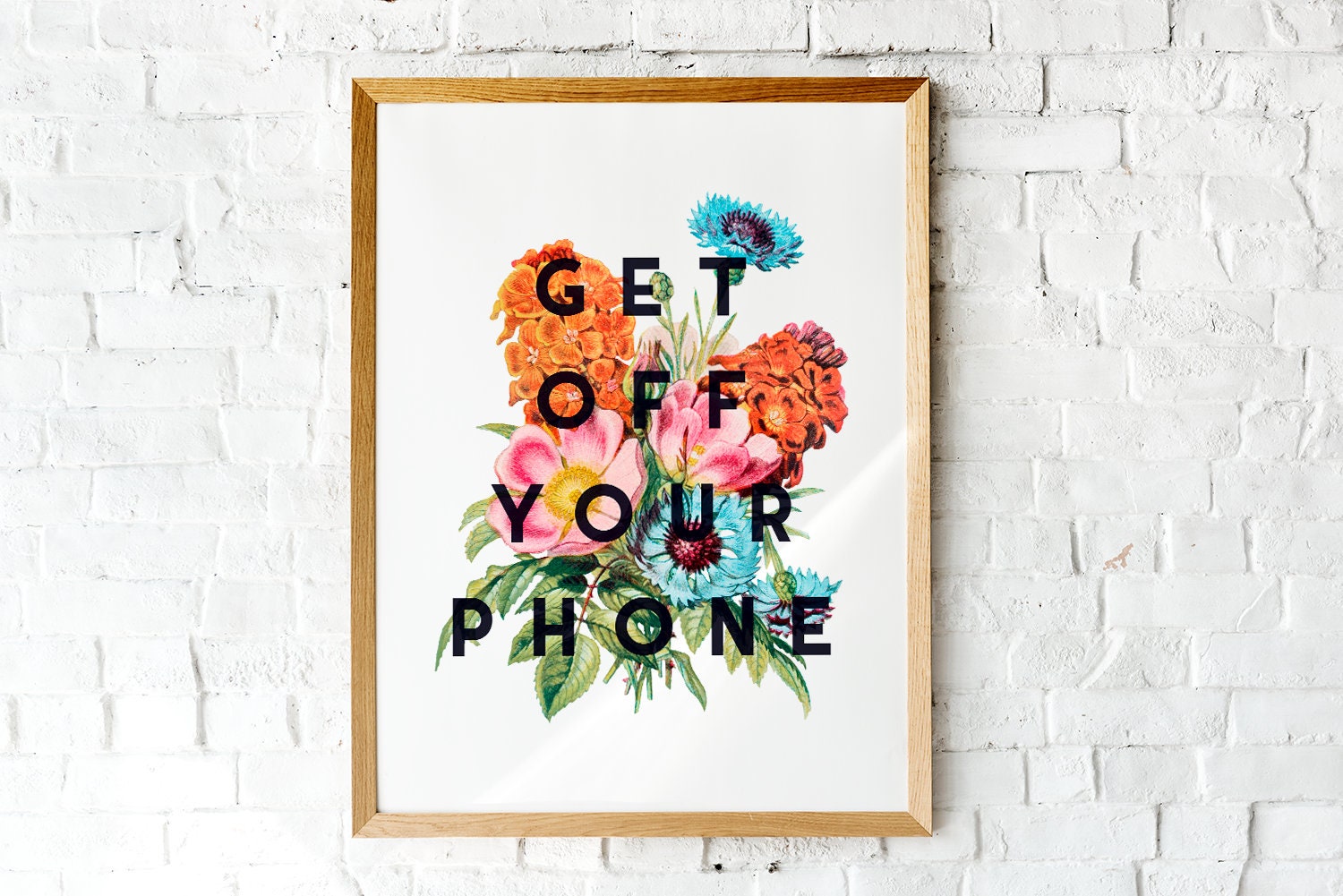 Get Off Your Phone Phone Print Put Your Phone Down Loo | Etsy