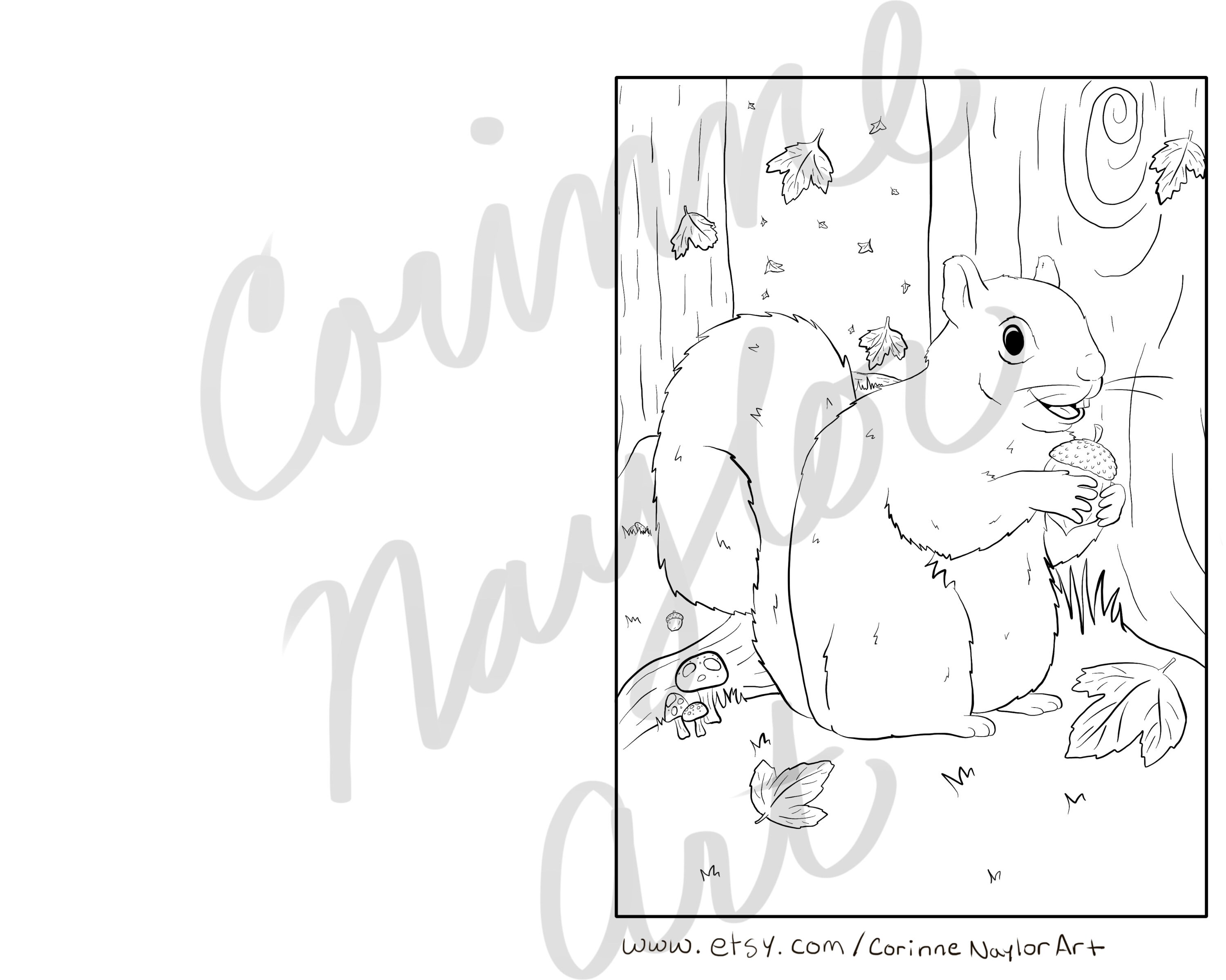 Forest Friends Half-size Coloring Pages Part 2 - Etsy