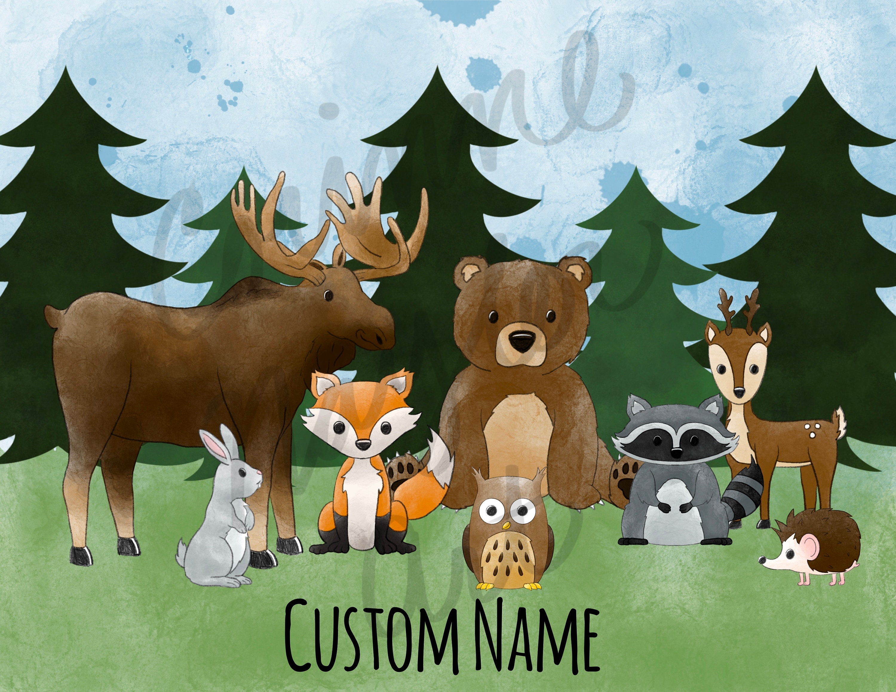 Custom Woodland Animal Nursery Art: Group Photo - Etsy