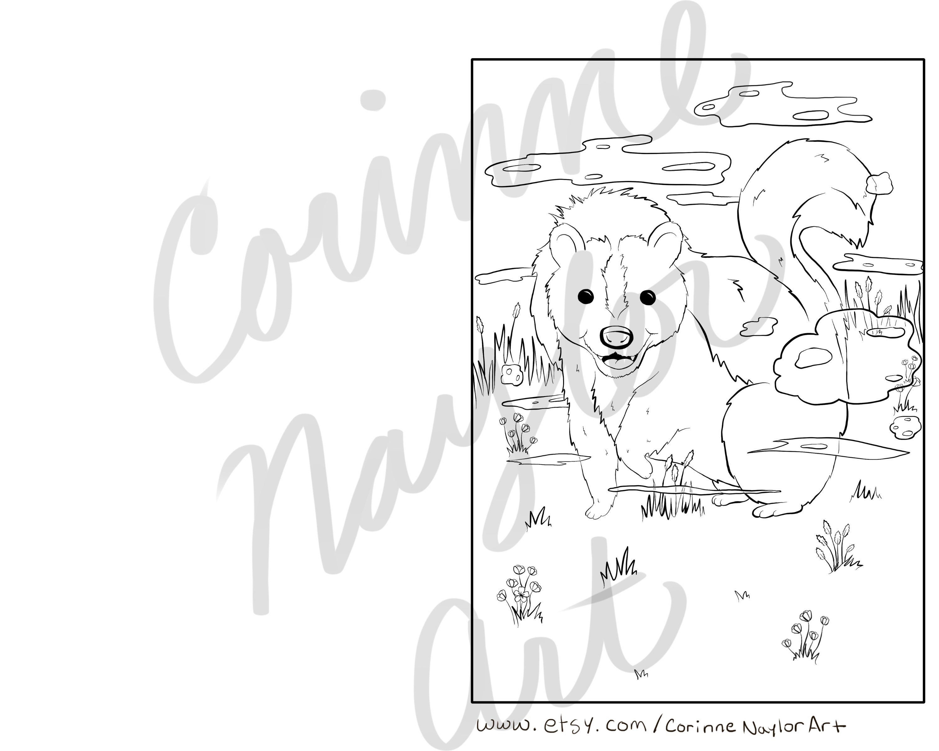 Forest Friends Half-size Coloring Pages Part 2 - Etsy
