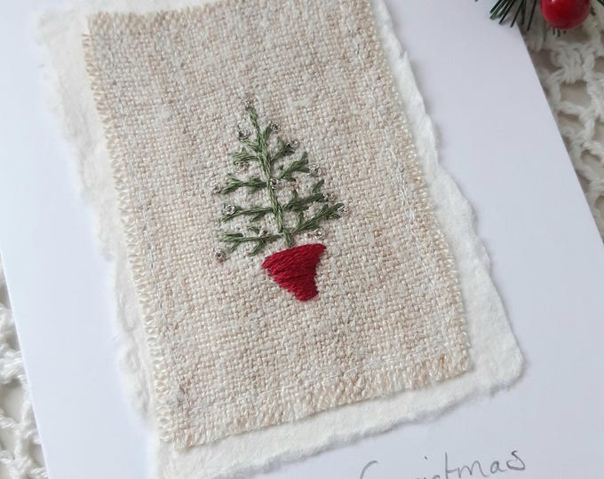 Handmade Christmas Tree Note Card, Pretty Christmas Tree Greetings Card ...