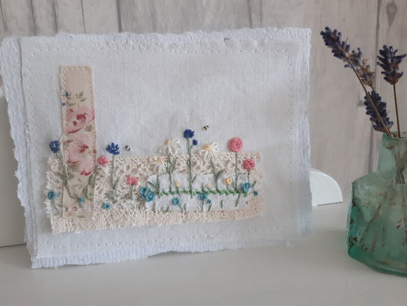 Summer Wildflowers Post Card, Hand Sewn Wildflower Inspired Post Card ...