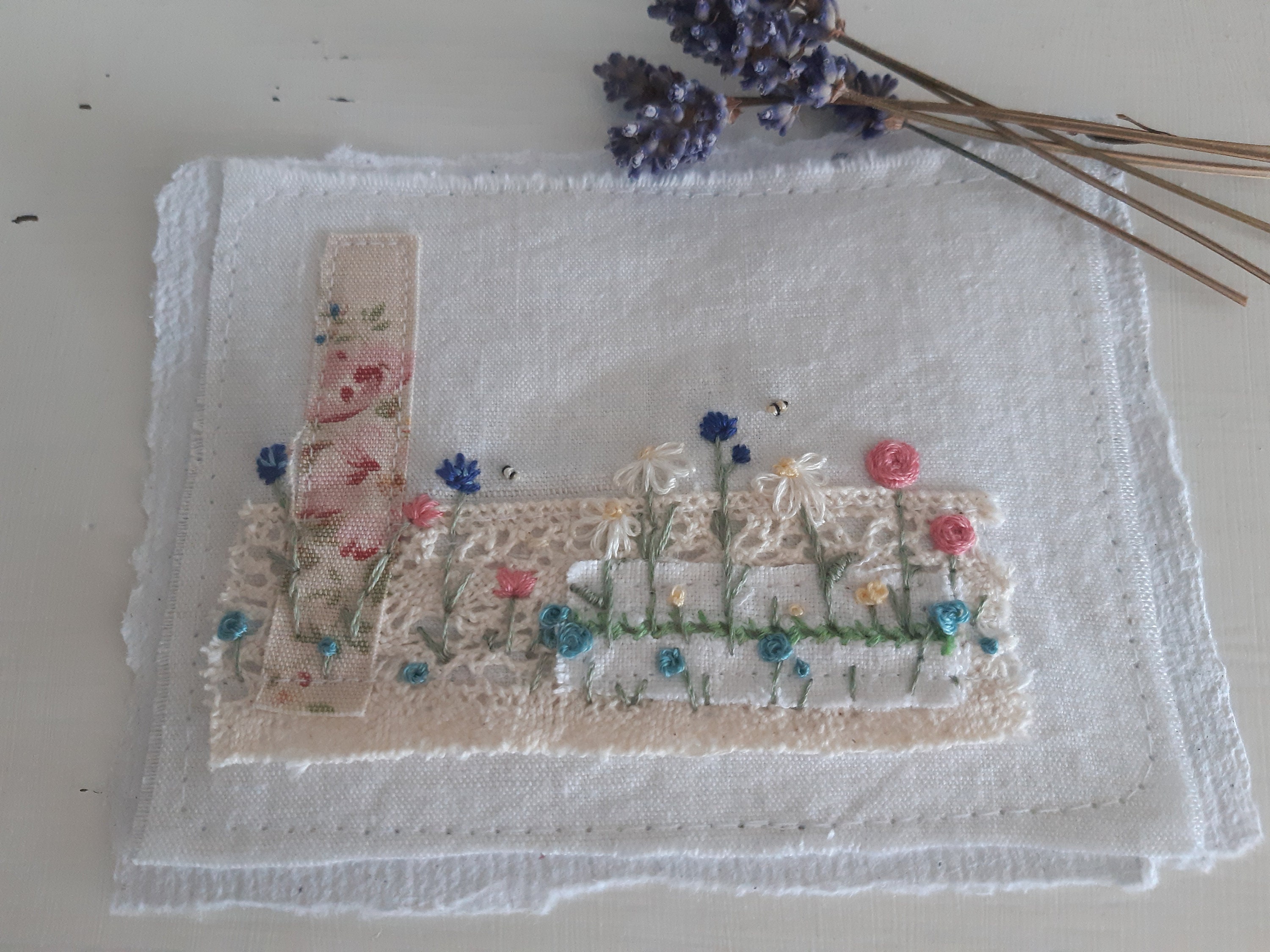 Summer Wildflowers Post Card, Hand Sewn Wildflower Inspired Post Card ...