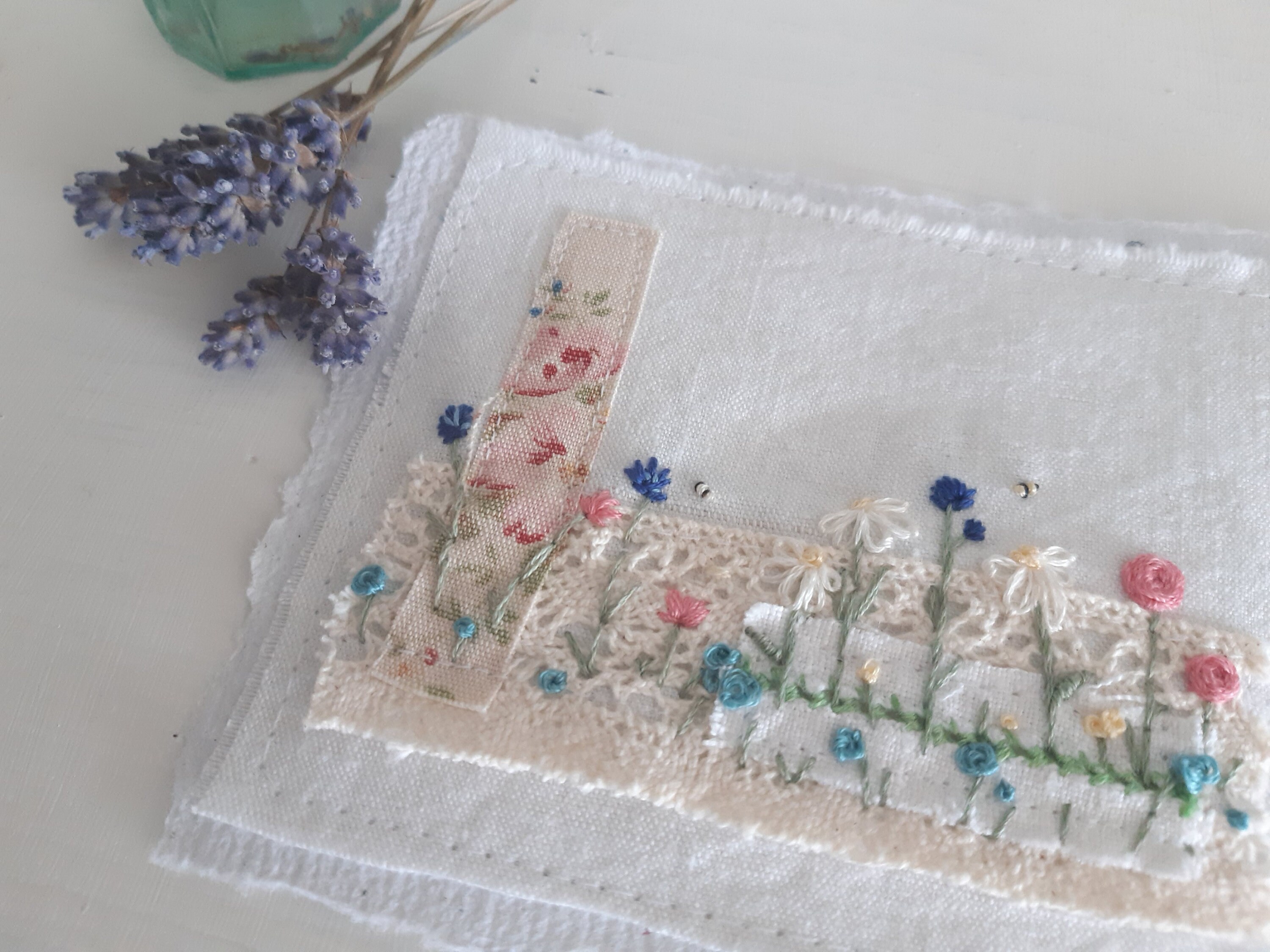 Summer Wildflowers Post Card, Hand Sewn Wildflower Inspired Post Card ...