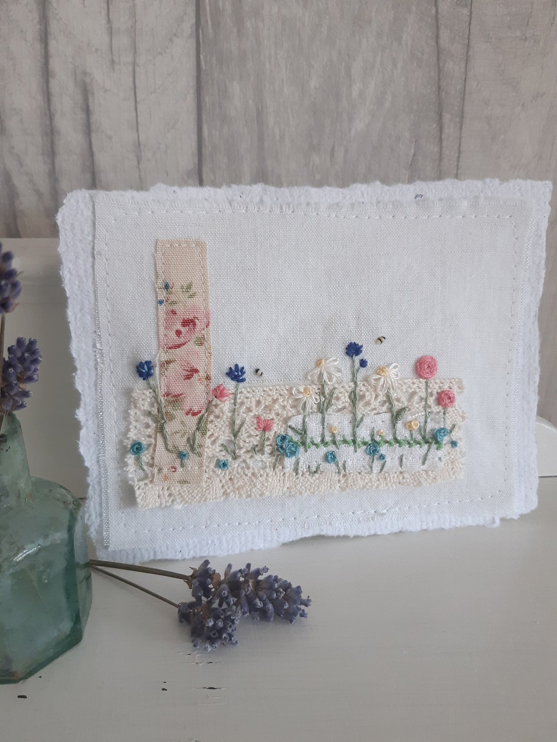 Summer Wildflowers Post Card, Hand Sewn Wildflower Inspired Post Card ...