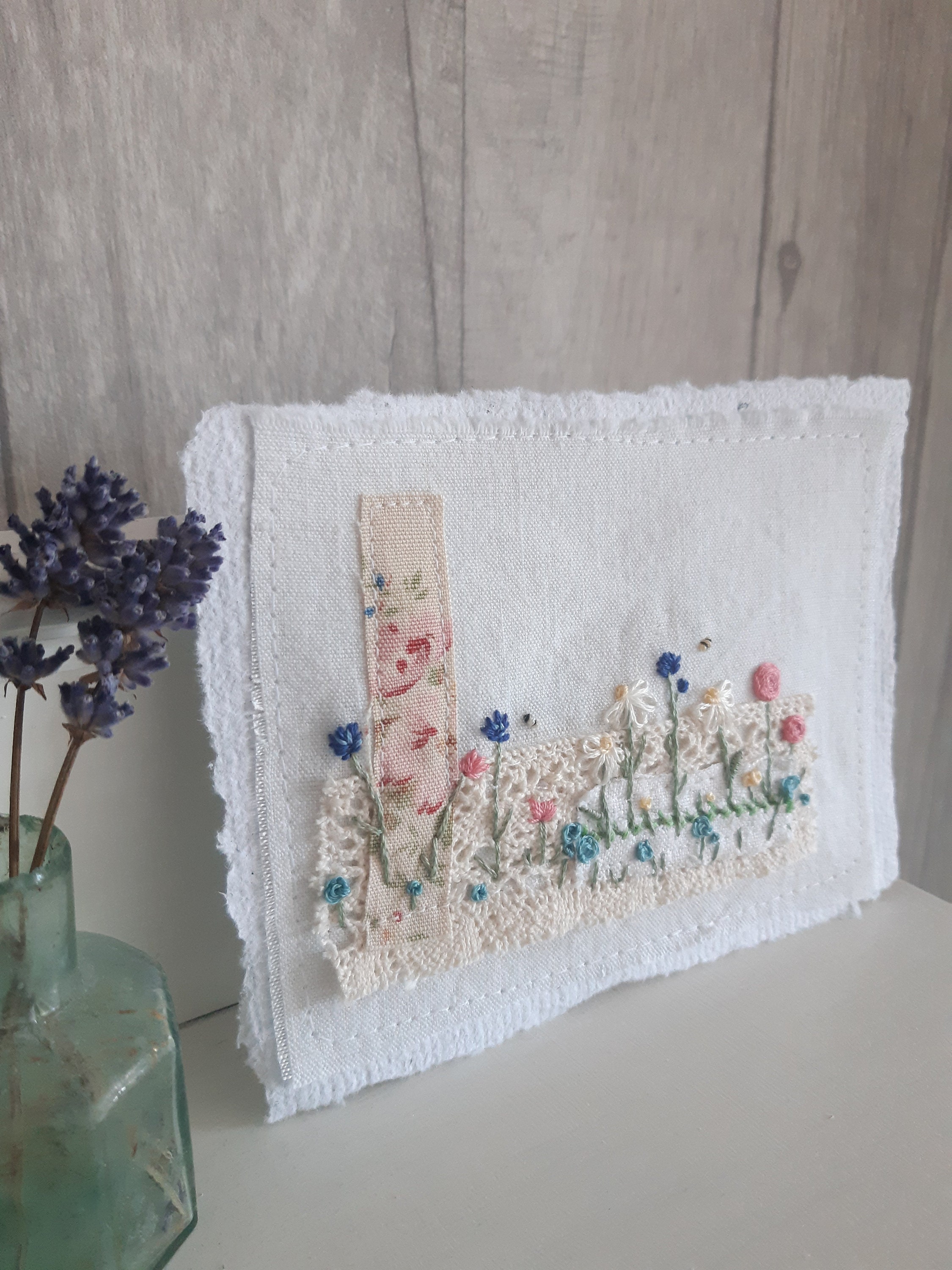 Summer Wildflowers Post Card, Hand Sewn Wildflower Inspired Post Card ...