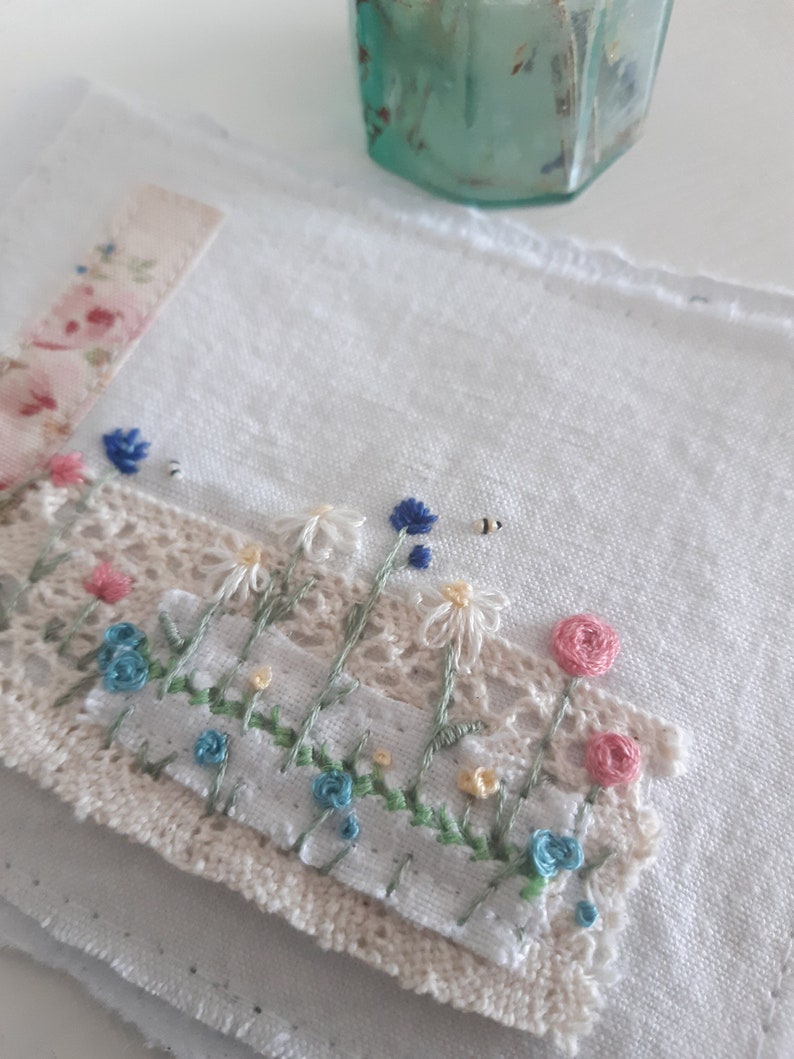 Summer Wildflowers Post Card, Hand Sewn Wildflower Inspired Post Card ...