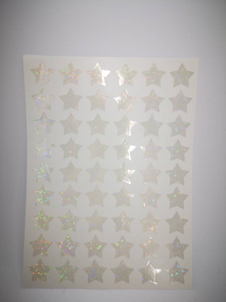 Transparent Holographic Star Sticker Sheet Clear Self-adhesive | Etsy
