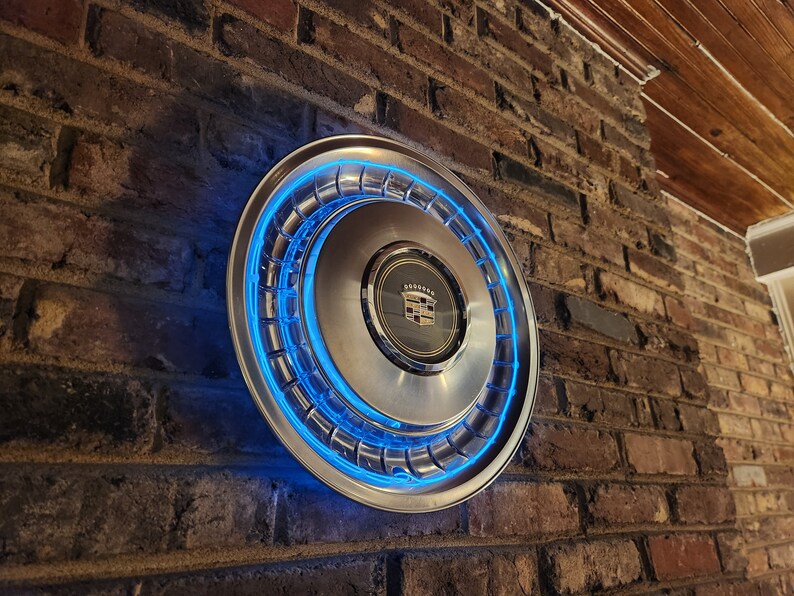 Vintage Cadillac Hub Cap - Illuminated Wall Hanging Sign - Etsy