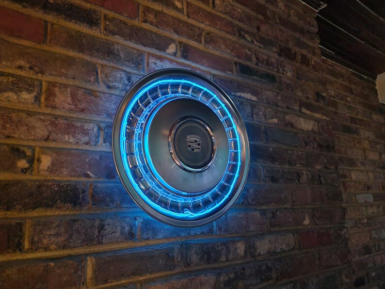 Vintage Cadillac Hub Cap - Illuminated Wall Hanging Sign - Etsy