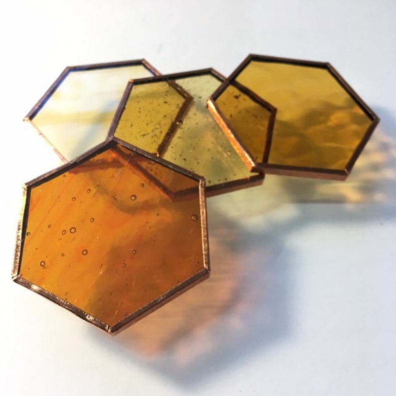 Stained Glass Precut and Foiled Hexagons are the bee's | Etsy