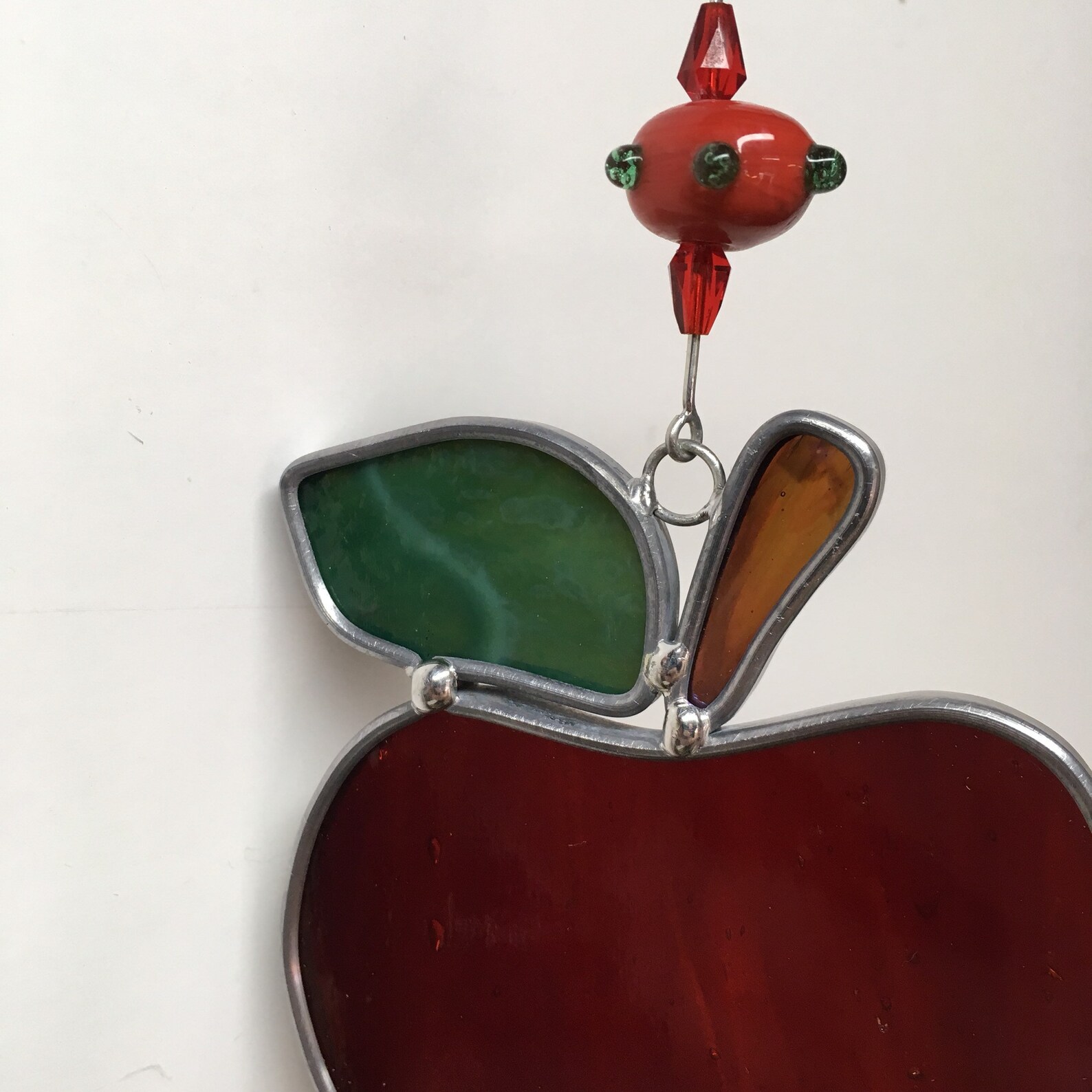 Handmade Stained Glass Red Apple Suncatcher - Etsy