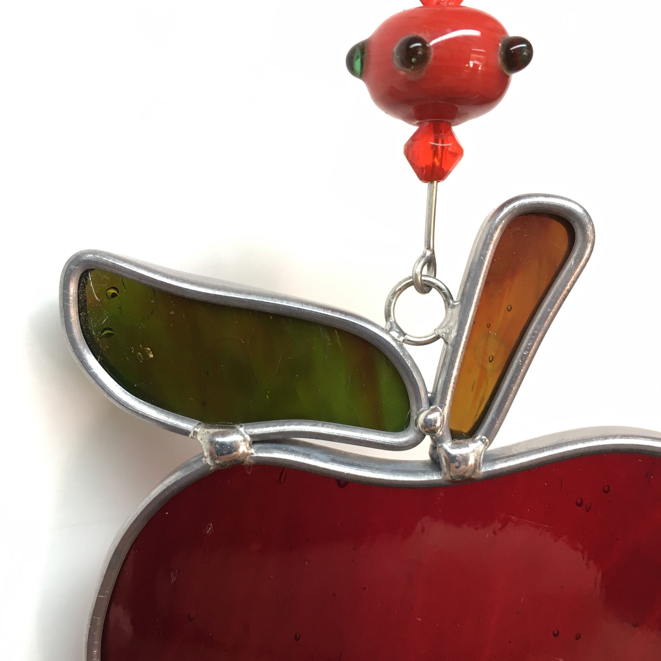 Handmade Stained Glass Red Apple Suncatcher - Etsy