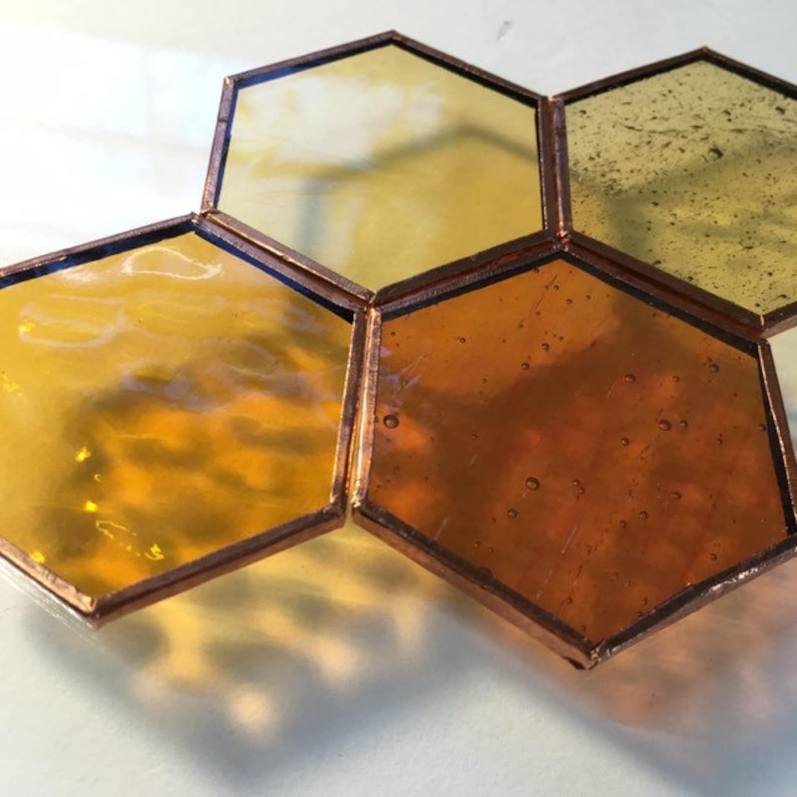 Stained Glass Precut and Foiled Hexagons Are the Bee's | Etsy