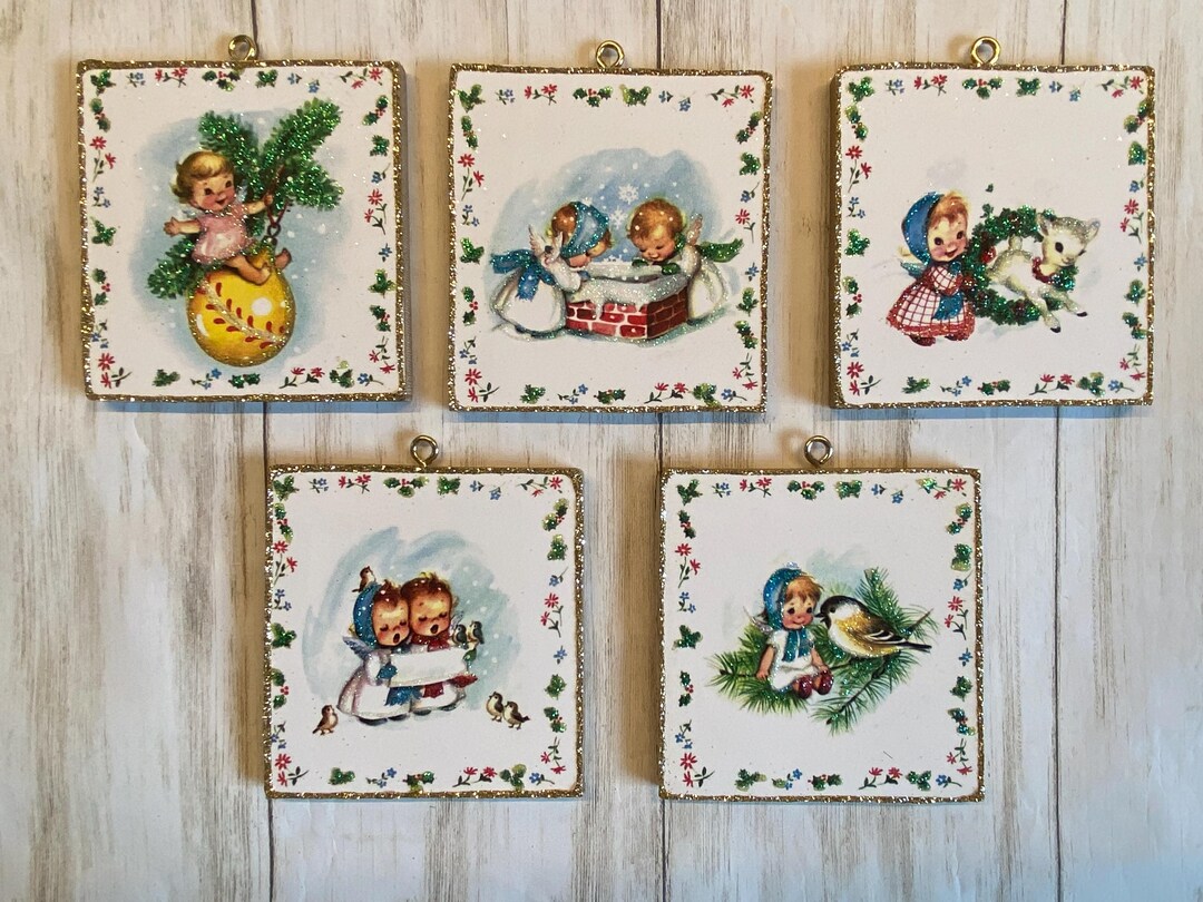 Darling Little Angels ~ Christmas Ornament ~ Vintage Card Image ...