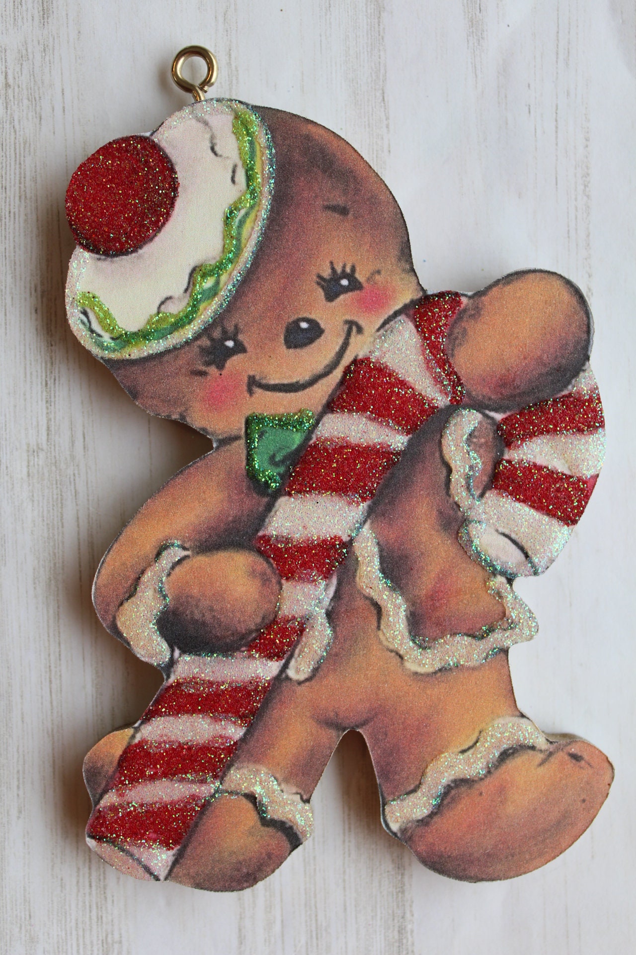 Gingerbread Man With Candy Cane Christmas Ornament Vintage - Etsy