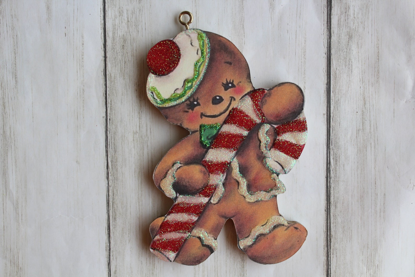 Gingerbread Man With Candy Cane Christmas Ornament Vintage - Etsy