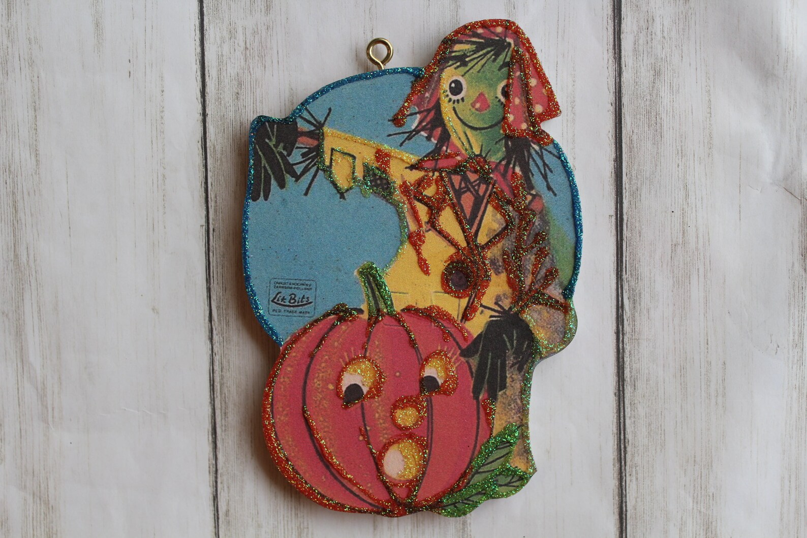 Scarecrow With Jack O Lantern Glittered Halloween Ornament - Etsy