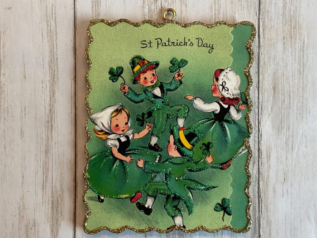 Dancing With Shamrocks St. Patrick's Day Ornament Vintage Card Image ...